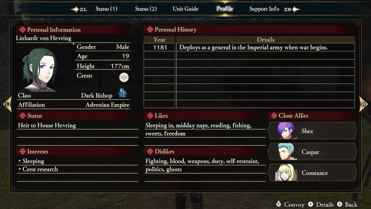 Fire Emblem Warriors: Three Houses – Linhardt Gifts - NightlyGamingBinge