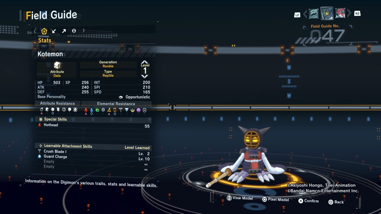 Kotemon Field Guide – Digimon Story Time Stranger