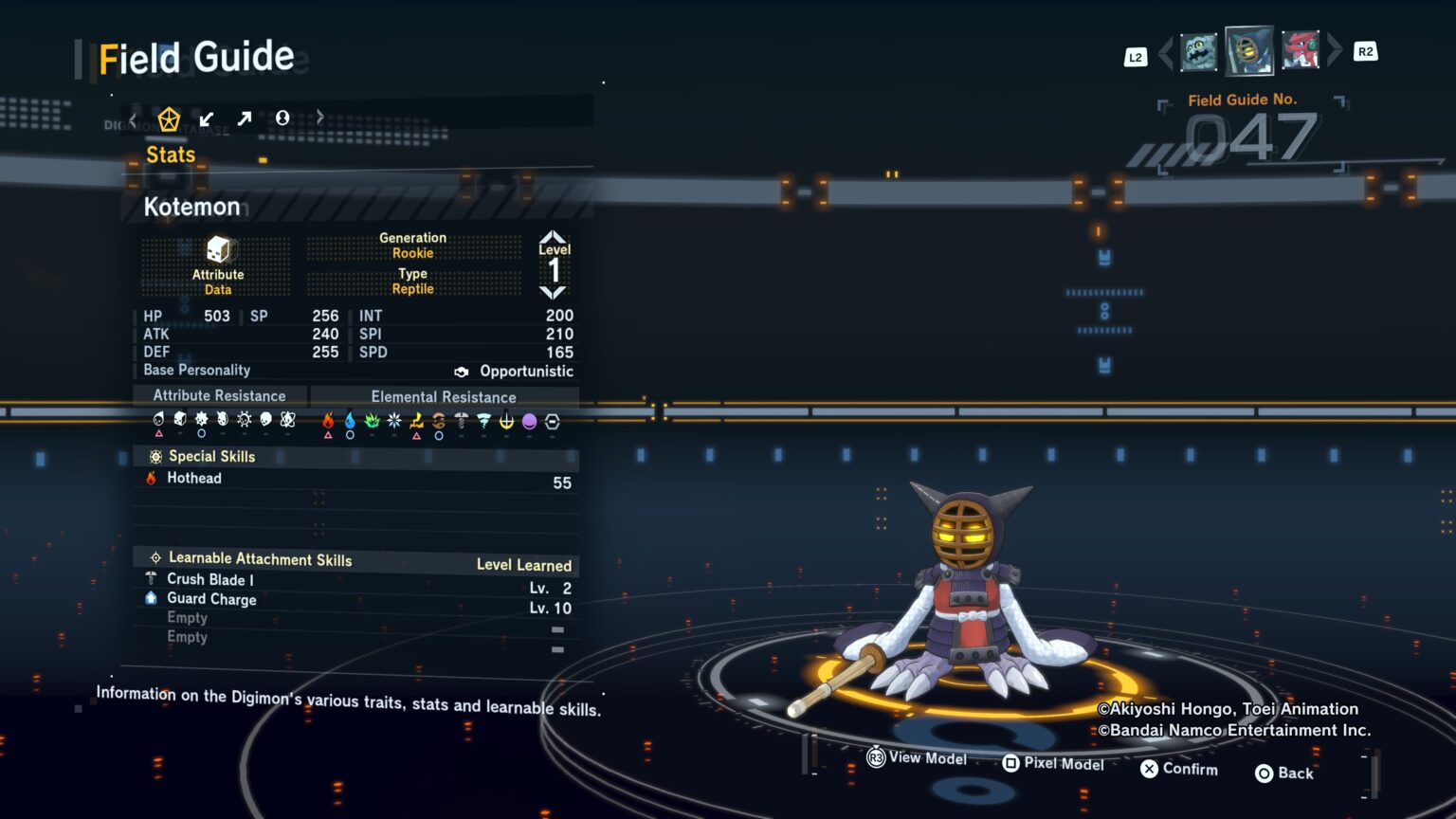 Kotemon Field Guide – Digimon Story Time Stranger